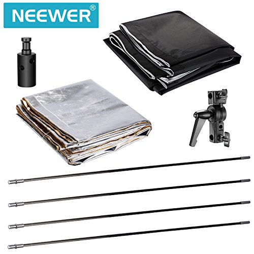 Neewer 35" x 70"/ 90 x 180cm Photo Studio Gold/Silver & Black/White Flat Panel Light Reflector with 360 degree Rotating Holding Bracket and Carrying Bag