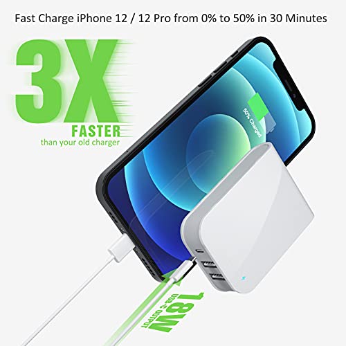 Nekmit USB C Charger, Fast Thin Flat 30W 3-Port Wall Charger with 18W Power Delivery and 2 USB Ports for iPhone 14/14 Pro/14 Pro Max, Galaxy, iPad Pro, AirPods Pro and More