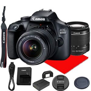 canon eos 4000d dslr camera w/canon ef-s 18-55mm f/3.5-5.6 iii zoom lens