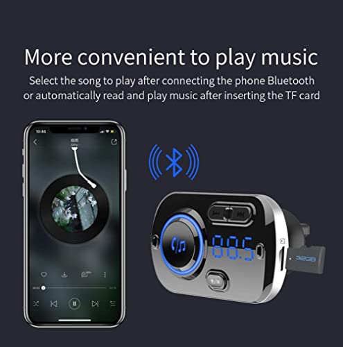 Bluetooth FM Transmitter for Car, Wireless Radio Adapter Car Music Player Car Receiver with Bluetooth FM Frequency Support Hands Free Call,Car Charger Dual USB Port,TF Card/AUX