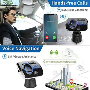 Bluetooth FM Transmitter for Car, Wireless Radio Adapter Car Music Player Car Receiver with Bluetooth FM Frequency Support Hands Free Call,Car Charger Dual USB Port,TF Card/AUX