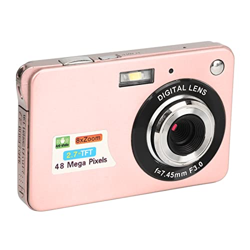 4K Digital Camera with 2.7in LCD Display, 48MP 8X Zoom Digital Camera, Anti Shake Vlogging Camera for Photography Continuous Shooting, with Fill Light (Pink)