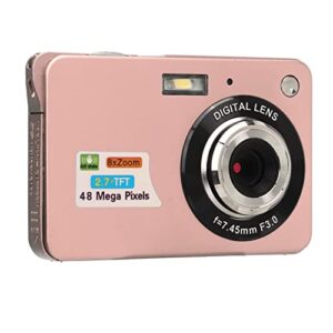 4K Digital Camera with 2.7in LCD Display, 48MP 8X Zoom Digital Camera, Anti Shake Vlogging Camera for Photography Continuous Shooting, with Fill Light (Pink)