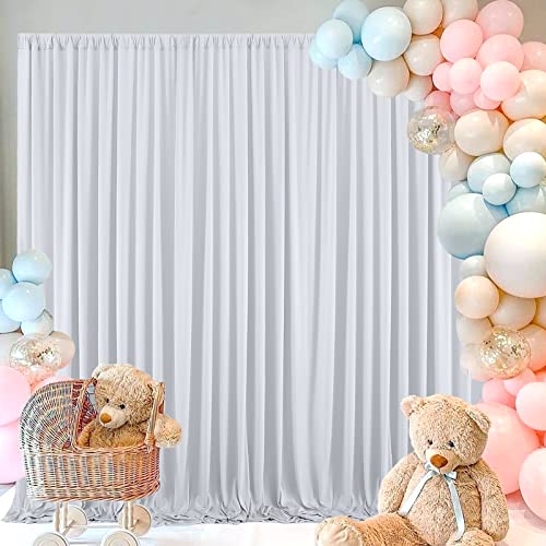 10x10 Silver Grey Backdrop Curtain for Parties Wedding Wrinkle Free Silver Grey Photo Curtains Backdrop Drapes Fabric Decoration for Birthday Party Baby Shower 5ft x 10ft,2 Panels