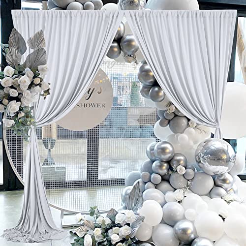 10x10 Silver Grey Backdrop Curtain for Parties Wedding Wrinkle Free Silver Grey Photo Curtains Backdrop Drapes Fabric Decoration for Birthday Party Baby Shower 5ft x 10ft,2 Panels