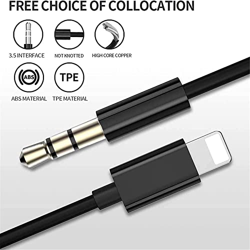 PAISE Aux Cord for iPhone,Apple MFi Certified Lightning to 3.5mm Aux Audio Cable for Car Compatible for iPhone 12/11/XS/XR/X 8 7 6 5,Home Stereo, Headphone - 3.3ft(Black)