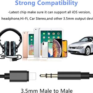 PAISE Aux Cord for iPhone,Apple MFi Certified Lightning to 3.5mm Aux Audio Cable for Car Compatible for iPhone 12/11/XS/XR/X 8 7 6 5,Home Stereo, Headphone - 3.3ft(Black)