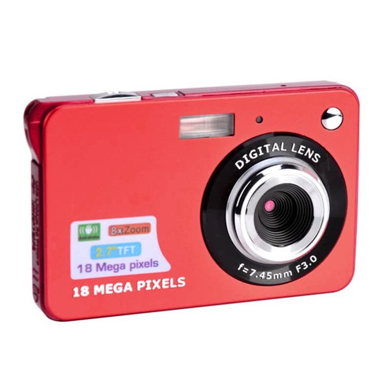 Digital Camera, Compact Camera,2.7 inch Pocket Camera,Rechargeable Small Digital Camera for Kids,School,Children,Adults,Photography with Digital Zoom(32GB SD Card Included,1 Battery) (Red)