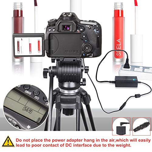 Kimaru ACK-E8 AC Power Adapter LP-E8 Dummy Battery DR-E8 DC Coupler Kit for Canon T2i, T3i, T4i, T5i, Kiss X4, Kiss X5, Kiss X6i, Kiss X7i, 700D, 650D, 600D, 550D Cameras.