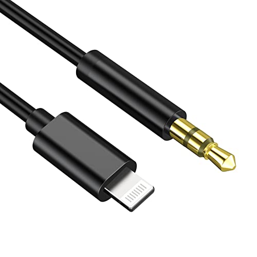 Aux Cord for iPhone, [Apple MFi Certified] Lightning to 3.5mm AUX Audio Cable Compatible with iPhone 14 13 12 11 XS XR X 8 7 6 iPad iPod for Car Home Stereo, Speaker, Headphone - 3.3ft (Black)