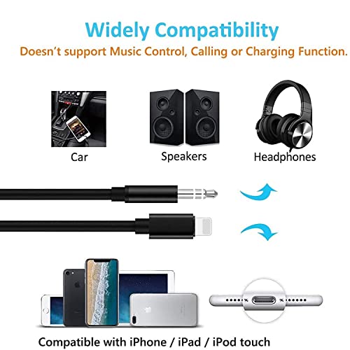 Aux Cord for iPhone, [Apple MFi Certified] Lightning to 3.5mm AUX Audio Cable Compatible with iPhone 14 13 12 11 XS XR X 8 7 6 iPad iPod for Car Home Stereo, Speaker, Headphone - 3.3ft (Black)