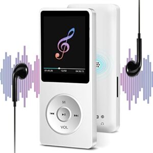 mp3 player with bluetooth, skybess 32gb portable digital lossless mp3 music player with speaker/fm radio/voice recorder/e-book/alarm clock for student adult, support up to 128gb (headphone included)