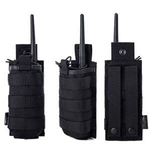 Tactical Universal Radio Holster / Radio Pouch Holder Case Bag Military Molle Radio Case for Pofung Motorola Midland CB Walkie Talkies Compatible with 5.11 Bags (Black) by LUITON