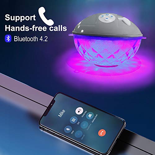 Pool Speaker with Colorful Lights, Floating Bluetooth Speaker IPX7 Waterproof,Built-in Mic,Crystal Clear Stereo Sound Speakers Bluetooth Wireless 50ft Range for Home Shower Pool Outdoor Travel