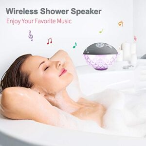 Pool Speaker with Colorful Lights, Floating Bluetooth Speaker IPX7 Waterproof,Built-in Mic,Crystal Clear Stereo Sound Speakers Bluetooth Wireless 50ft Range for Home Shower Pool Outdoor Travel