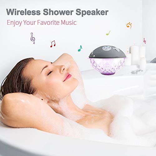 Pool Speaker with Colorful Lights, Floating Bluetooth Speaker IPX7 Waterproof,Built-in Mic,Crystal Clear Stereo Sound Speakers Bluetooth Wireless 50ft Range for Home Shower Pool Outdoor Travel