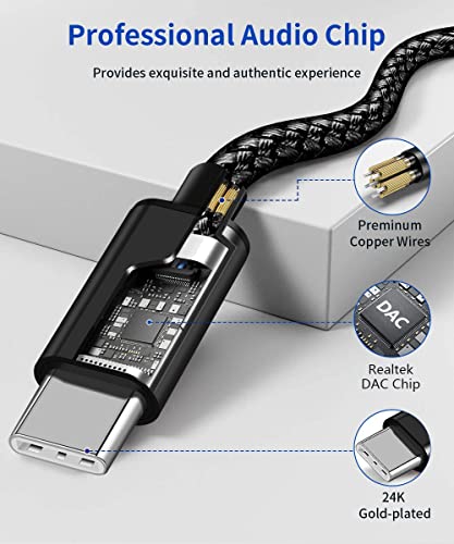 USB C to 3.5mm Car Aux Cable, 2 in 1 USB C to 3.5mm Car Stereo Aux Headphone Jack Cable with USB C Charging Compatible with Samsung Galaxy S23/S22 Ultra/S21/S21FE/Note 20, Google Pixel 7/7Pro/6/5/4/3