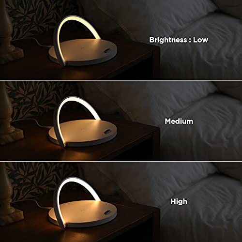 mooas Modern Simple Wireless Charging Nightlight (Wood), Max.15W Fast Wireless Charger, Touch Control, 3-Level Brightness, for Galaxy S10/S20/Note 10, iPhone X/11/11 Pro, Airpods 2, LG V50/G7/G8