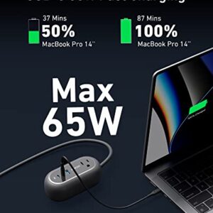 Anker GaNPrime 65W Charging Station, 615 USB C Power Strip for Travel and Work, 5-in-1 Power Strip with 2AC,2 USB C, 1 USB A, 3ft, Power Delivery for iPhone, Galaxy S22, iPad, MacBook,and More(Black)