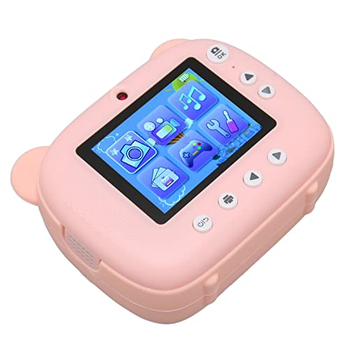 Jeanoko Children HD Camera, 3 Games 2.4inch HD Screen 24MP Dual Cameras Auto Focus Kids Camera Music Playback for Travel(Pink)