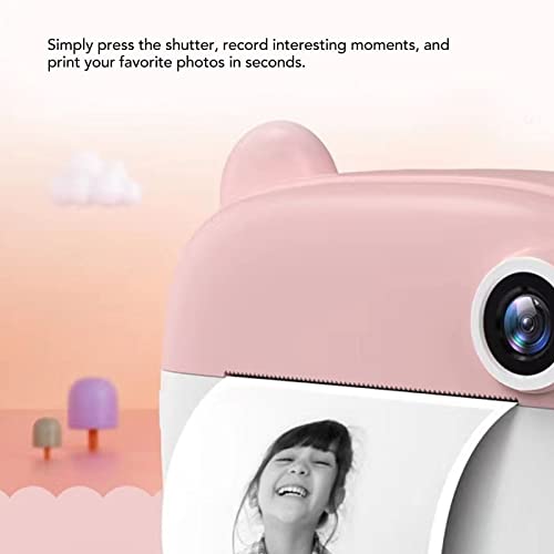 Jeanoko Children HD Camera, 3 Games 2.4inch HD Screen 24MP Dual Cameras Auto Focus Kids Camera Music Playback for Travel(Pink)