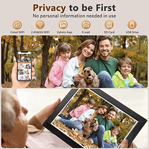 17 Inch Digital Picture Frame - Benibela 2.4G/5G Dual WiFi AI Smart Electronic Digital Photo Frame, Remote & App Control, Motion Sensor, 32GB, Wall Mounted, Share Video via App Cloud Email USB(4:3)