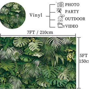 Green Tropical Palm Leaves Picture Photography Backdrop Vinyl 7x5ft Jungle Safari Plants Photo Background for Hawaiian Luau Party Decor Banner Birthday Baby Shower Supplies