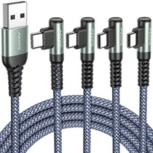 ainope usb c cable 4-pack [10/6.6/3.3/3.3ft] 3.2a type c charger fast charging right angle, usb c charger nylon braided compatible with galaxy s10 s9 s8 plus s21, note 10 9 8, lg, type c cable