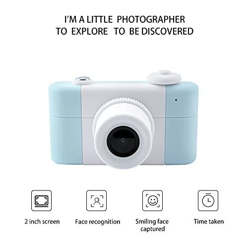 Kids Camera with Pink Rabbit Protective Case, 2 Inch HD Screen Camera for Kids, Children’s Selfie Camera, Multifunction Camera Including 16G Memory Card(Blue)