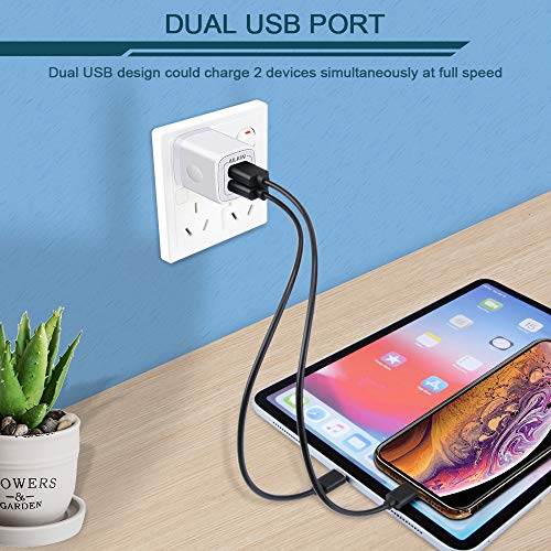 Wall Charger, 3Pack 5V/2.1A AILKIN 2-Port USB Wall Charger Home Travel Plug Power AC Adapter Fast Charging Block Cube for iPhone 14 13 12 SE 11Pro Max XS XR 8 Plus, Samsung Galaxy, Google Pixel LG Box