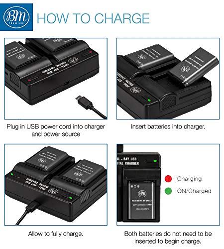 BM Premium 2 Pack of EN-EL23 Batteries and Dual Battery Charger for Nikon Coolpix B700, P900, P600, P610, S810c Digital Camera