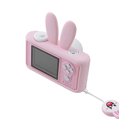 Kids Camera with Pink Rabbit Protective Case, 2 Inch HD Screen Camera for Kids, Children’s Selfie Camera, Multifunction Camera Including 16G Memory Card(Pink)