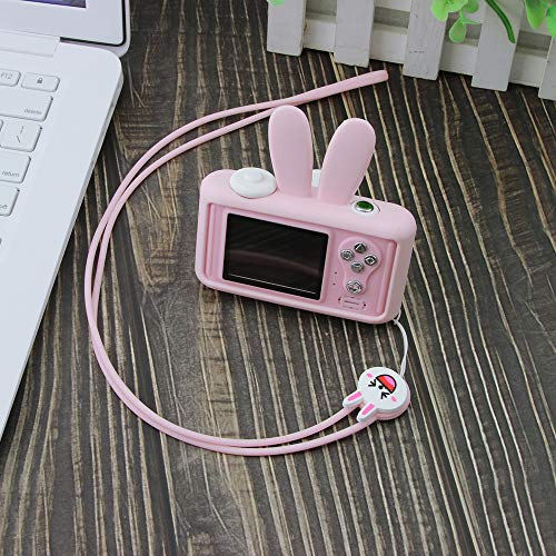 Kids Camera with Pink Rabbit Protective Case, 2 Inch HD Screen Camera for Kids, Children’s Selfie Camera, Multifunction Camera Including 16G Memory Card(Pink)