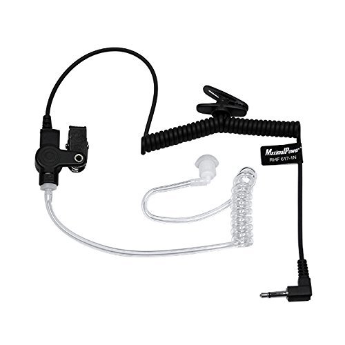 MaximalPower RHF 617-1N 3.5mm RECEIVER/LISTEN ONLY Surveillance Headset Earpiece with Clear Acoustic Coil Tube Earbud Audio Kit For Two-Way Radios, Transceivers and Radio Speaker Mics Jacks , Black