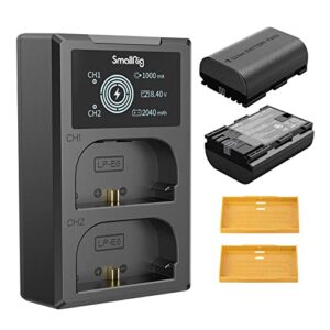 smallrig lp-e6nh battery charger set for canon lp-e6nh battery, double slot lp-e6nh charger for canon r7, r5, r6, r6 mark ii, r, 5d iv/iii/ii, 6d, 6d ii, 7d, 7d ii, 60d, 70d, 80d, 90d, 2040mah – 3821