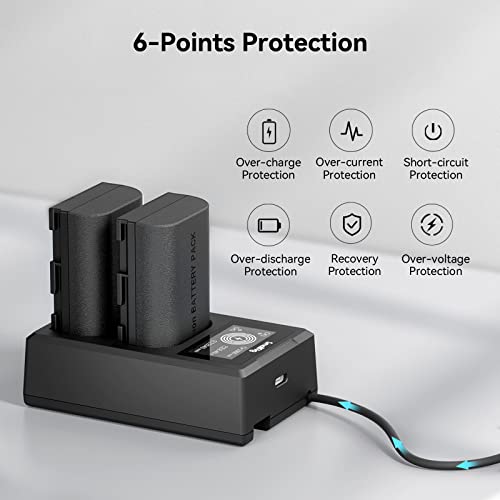 SmallRig LP-E6NH Battery Charger Set for Canon LP-E6NH Battery, Double Slot LP-E6NH Charger for Canon R7, R5, R6, R6 Mark ii, R, 5D IV/III/II, 6D, 6D II, 7D, 7D II, 60D, 70D, 80D, 90D, 2040mAh - 3821