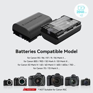 SmallRig LP-E6NH Battery Charger Set for Canon LP-E6NH Battery, Double Slot LP-E6NH Charger for Canon R7, R5, R6, R6 Mark ii, R, 5D IV/III/II, 6D, 6D II, 7D, 7D II, 60D, 70D, 80D, 90D, 2040mAh - 3821