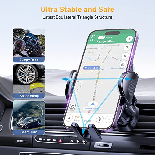 LOTUNY Car Vent Phone Mount for Car, [100% Never Fall] Upgraded Air Vent Clip Car Phone Holder Mount, Cell Phone Holder Car Fit for iPhone 14 13 12 Pro Max, Samsung Galaxy S22 All Phones