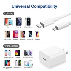 【MFi Certified】 iPhone Fast Charger 2Pack 20W PD USB C Wall Charger with 6.6FT&10FT USB C to L ightning Cable Fast Charging Adapter for iPhone 14/14Plus/14 Pro/14 Pro Max/13/13 Pro/13 Pro Max/12