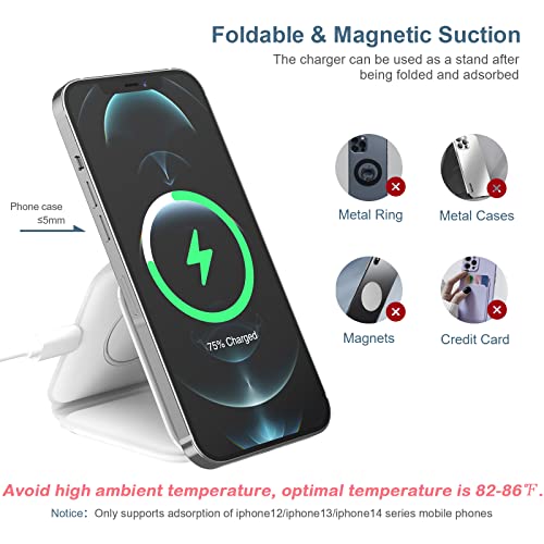 3 in 1 Foldable Wireless Charger, Ankilo Magnetic Fast Wireless Charging Pad, Compatible with iPhone 14/Pro/Max/Plus/13/12, Apple Watch, AirPods Pro(Adapter not Included)