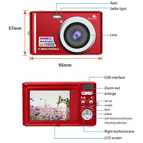 LINXHE 2.4 inch LCD HD Mini Digital Camera, Video Camera Students Cameras 21MP Compact Camera Travel,Holiday,Birthday Present for Kids/Beginners/Teens/Seniors (Color : Blue)