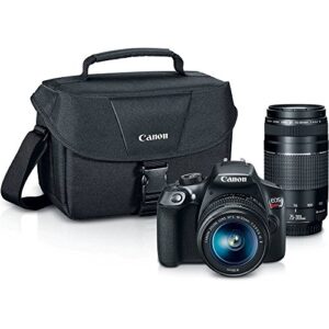 canon digital slr camera kit [eos rebel t6] with ef-s 18-55mm and ef 75-300mm zoom lenses – black, full-size