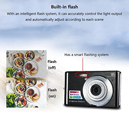 LINXHE 2.4 inch LCD HD Mini Digital Camera, Video Camera Students Cameras 21MP Compact Camera Travel,Holiday,Birthday Present for Kids/Beginners/Teens/Seniors (Color : Silver)