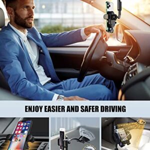 OFY Phone Mount for Car, [Big Rear Mirrors Friendly] Rear View Mirror Phone Holder, 360 Rotatable and Retractable Car Phone Holder for All Mobile Phones & Most Vehicles