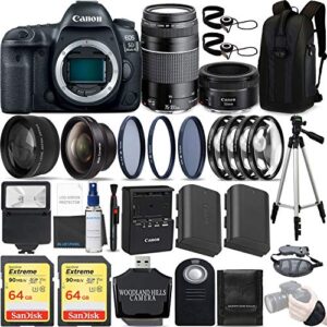 canon eos 5d mark iv 30.4 mp dslr full frame camera body with ef 50mm f1.8 stm lens + ef 75-300mm f4-5.6 iii lens kit ultimate travel bundle