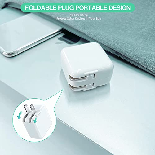 iPad Charger, [Apple MFi Certified] 10FT iPad Charger Cord, 12W iPad Charger Fast Charging Block Foldable Portable Travel Plug with Extra Long Lightning Cable Cord Compatible with iPad, iPhone, Airpod