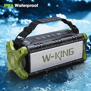 W-KING Bluetooth Speakers, 50W Deep Bass Portable Loud Bluetooth Speaker, IPX6 Waterproof Outdoor Speaker with HD Stereo Sound/Wireless Two Pairing/2-Equalizer/Power Bank/40H Playtime/TF Card/AUX/NFC