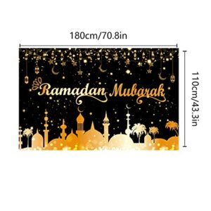 LOONELO Large Ramadan Mubarak Banner,Ramadan Mubarak Backdrop with 70.8''X43.3'',Muslim Ramadan EID Mubarak Hanging Sign,Islamic Ramadan Mubarak Decorations for Eid Al-Adha,Hajj Festival Party