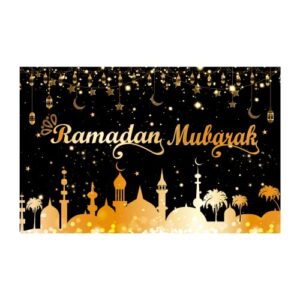 LOONELO Large Ramadan Mubarak Banner,Ramadan Mubarak Backdrop with 70.8''X43.3'',Muslim Ramadan EID Mubarak Hanging Sign,Islamic Ramadan Mubarak Decorations for Eid Al-Adha,Hajj Festival Party