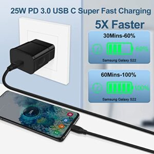 Android USB C Samsung Super Fast Charger for Samsung Galaxy S23 S23+ S23 Ultra S22+ S22 Ultra S21 fe S20 Note20 S10 A14 A54 A53 A13 A23 A03S A32, 25W PD Fast Wall Charger Car Adapter+Type C to C Cable